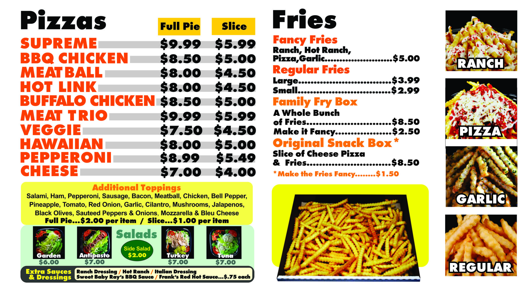 Menu | Slice and Ice Tucson – Pizzas, Fries & Italian Ice