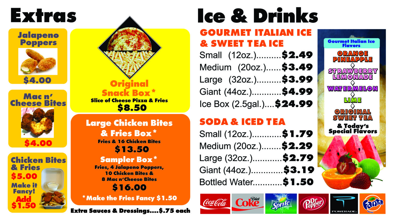 Menu | Slice and Ice Tucson – Pizzas, Fries & Italian Ice